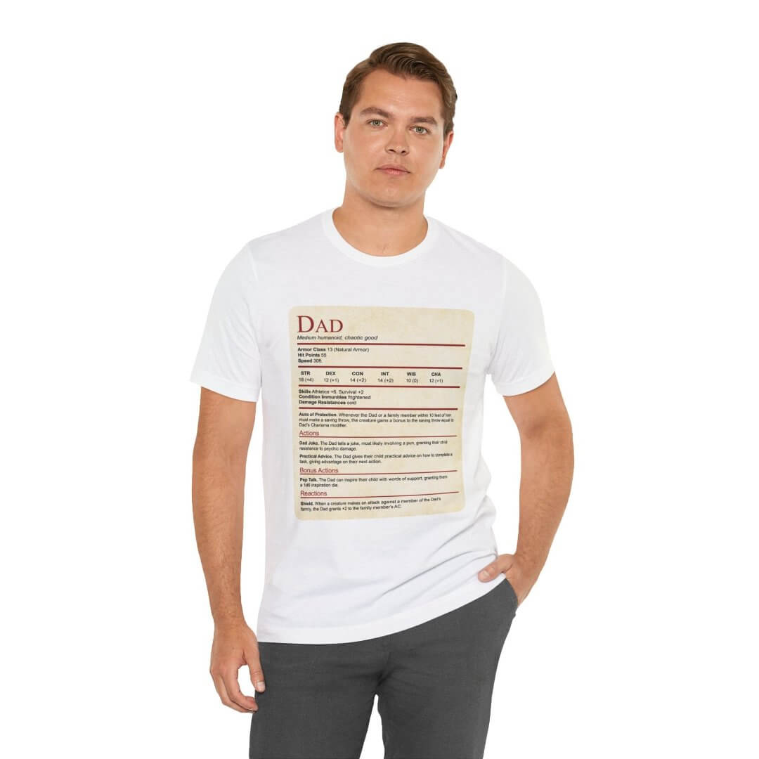 DnD Dad Shirt With Stat Block – Sunburst RPG