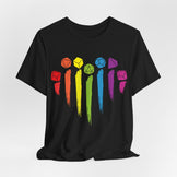 DnD Pride Shirt with Dice Rainbow – Sunburst RPG